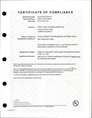 UL Certificate of Compliance (FFT) for Listed Systems | PDF