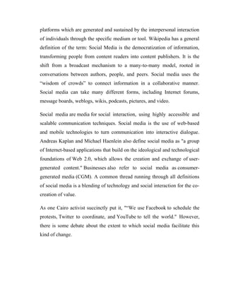 SOCIAL MEDIA AS A MARKETING TOOL IN INDIA | DOC