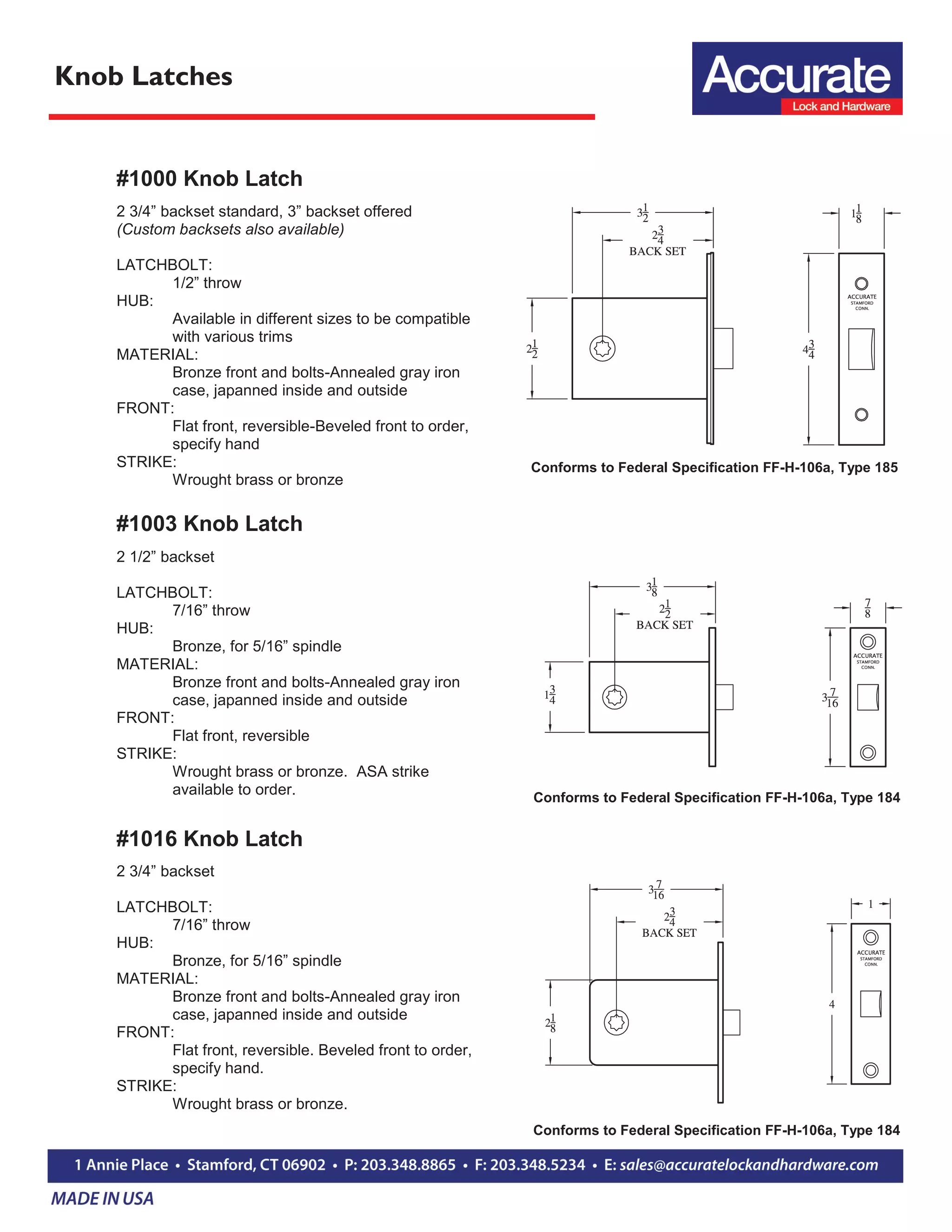 Deadlatches, deadlocks, knob latches | PDF
