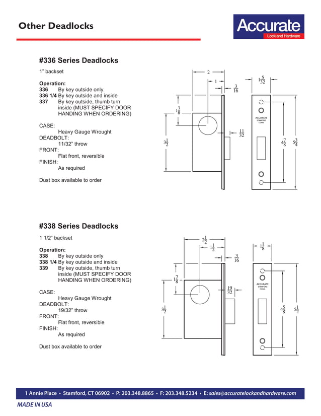 Deadlatches, deadlocks, knob latches | PDF