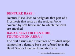 Denture base considerations in removable partial denture /RPD | PPT