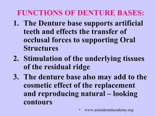 Denture base considerations in removable partial denture /RPD | PPT