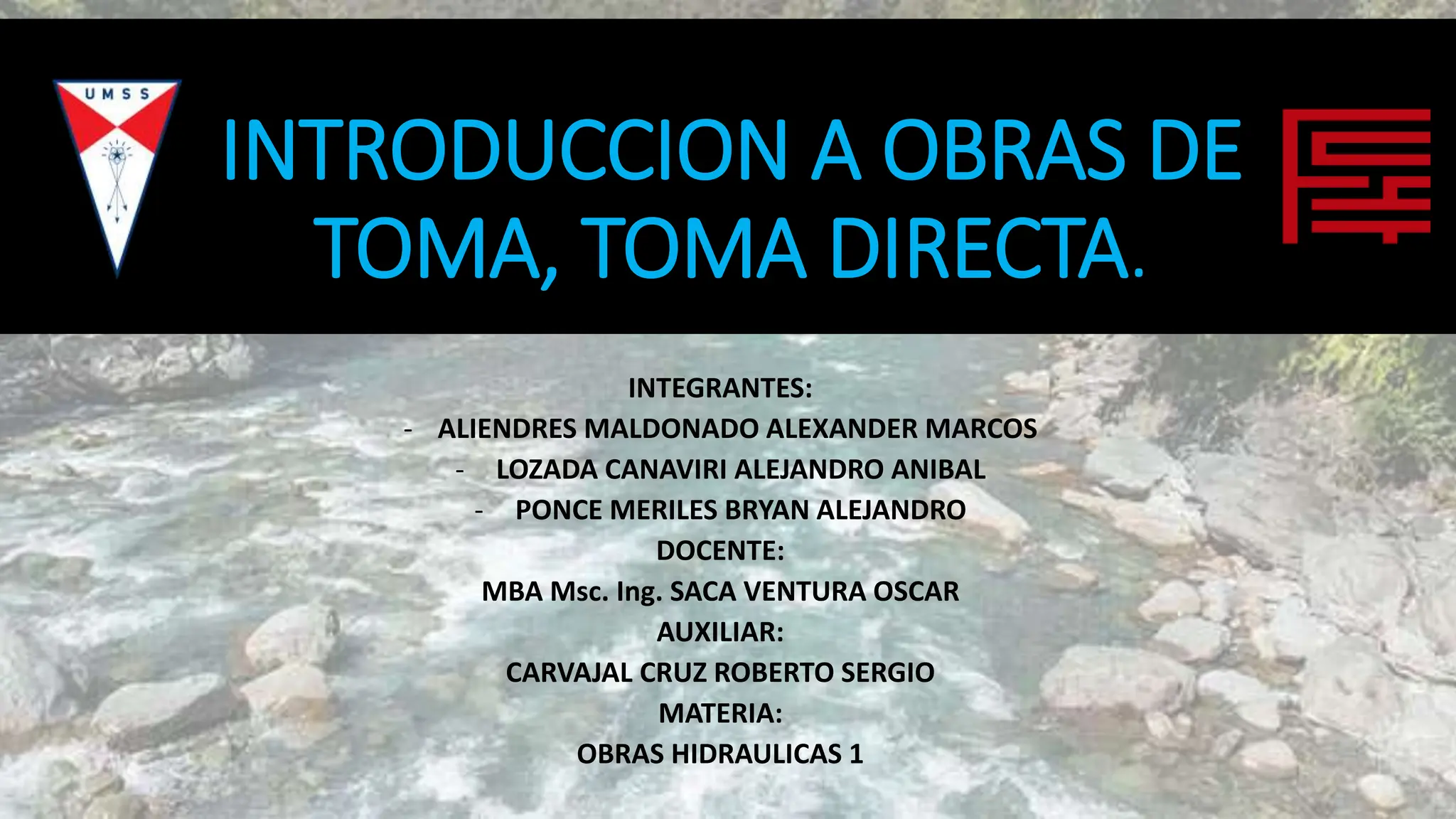 08 DIAPOSITIVAS DE EXPOSICION - INTRODUCCION A OBRAS DE TOMA, TOMA ...