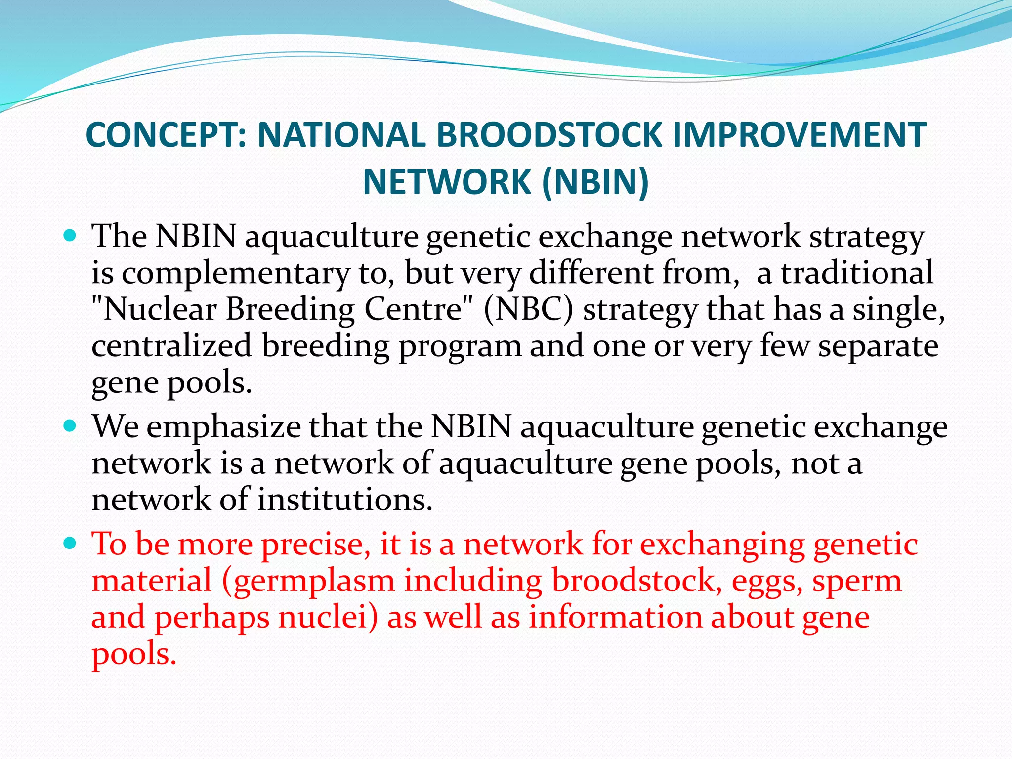 National Broodstock Improvement Network (NBIN) | PPT