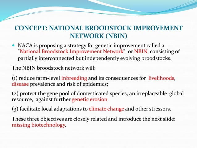 National Broodstock Improvement Network (NBIN) | PPT