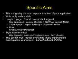 How to Write the “Specific Aims” Section of a Grant Application (Duru ...