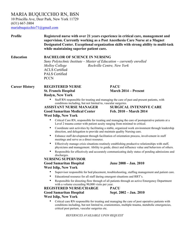 maria buquicchio resume 2015 | PDF