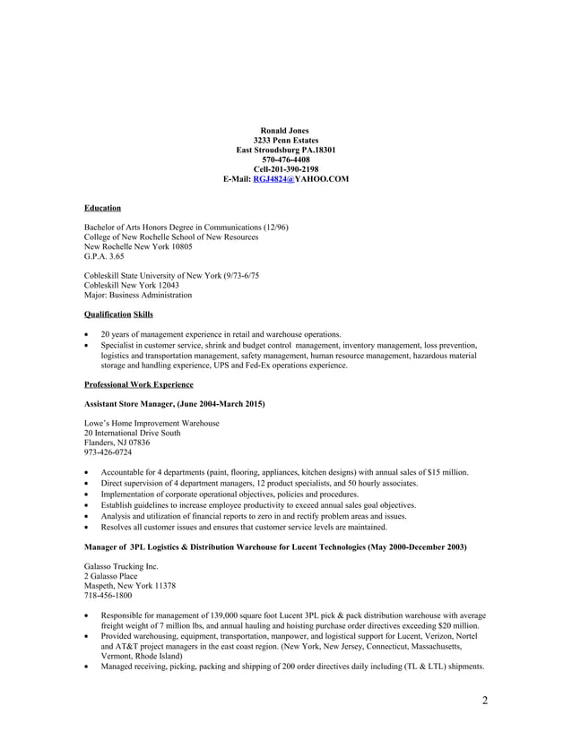 Ronald Jones Resume new cover letter | DOC