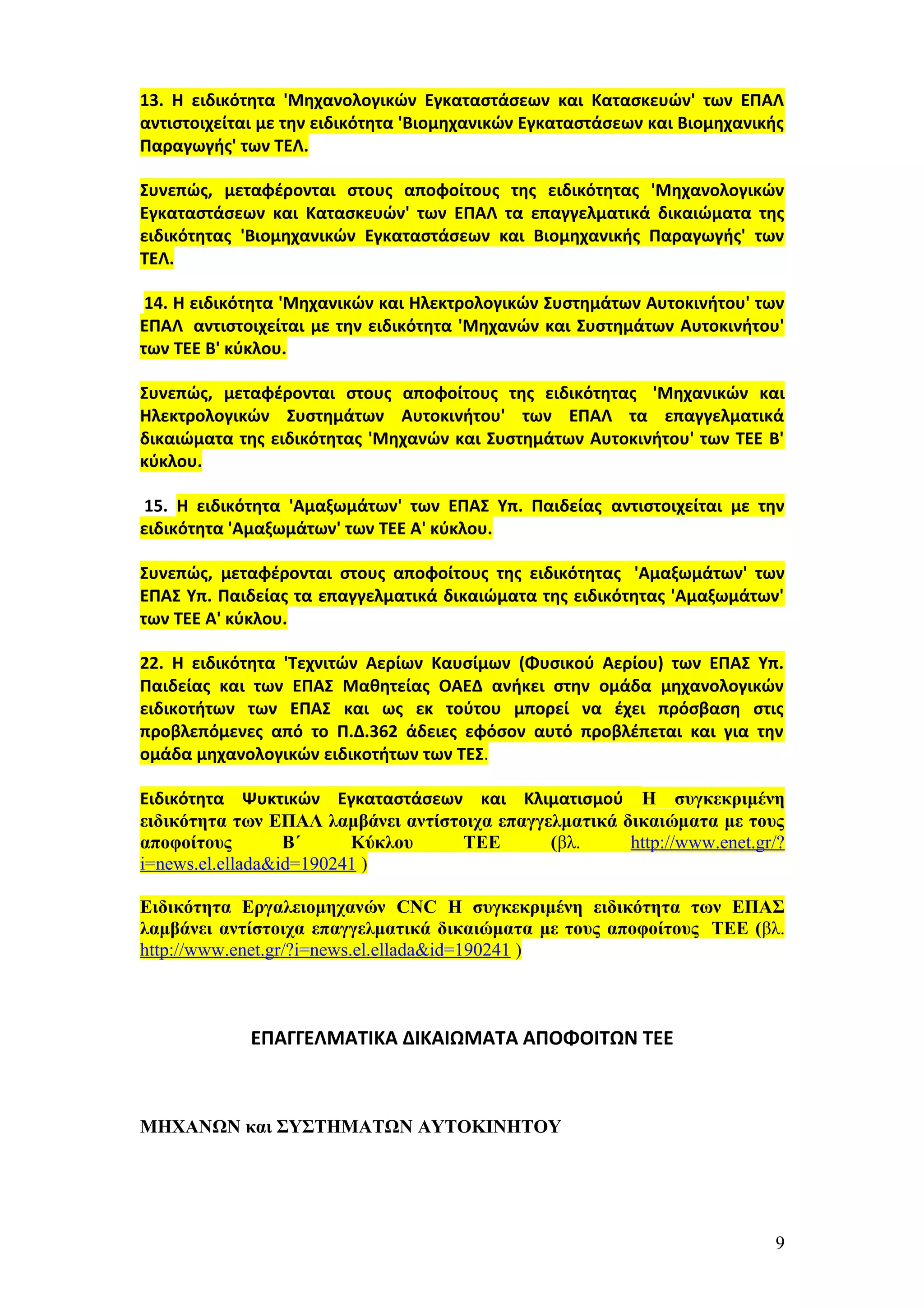 Επαγγελματικά δικαιώματα | DOC