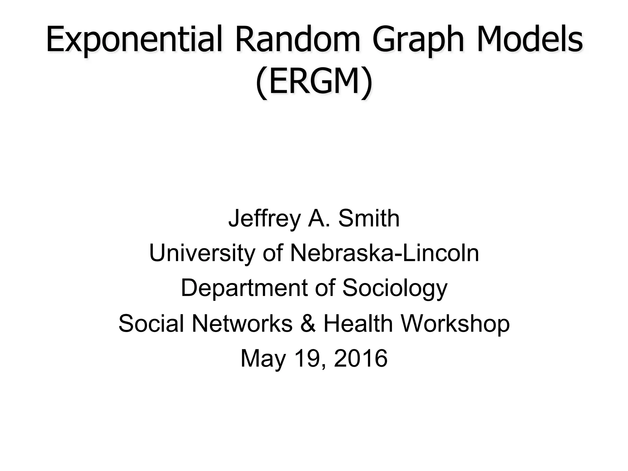 08 Exponential Random Graph Models (ERGM) | PDF
