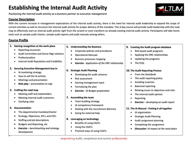 Establishing the Internal Audit activity | PPT
