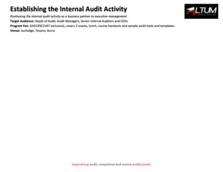 Establishing the Internal Audit activity | PPT