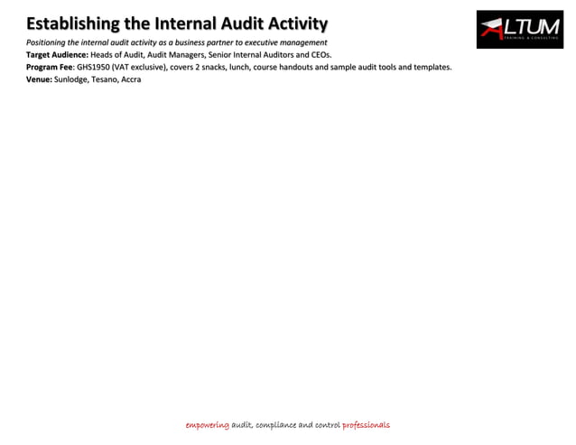 Establishing the Internal Audit activity | PDF