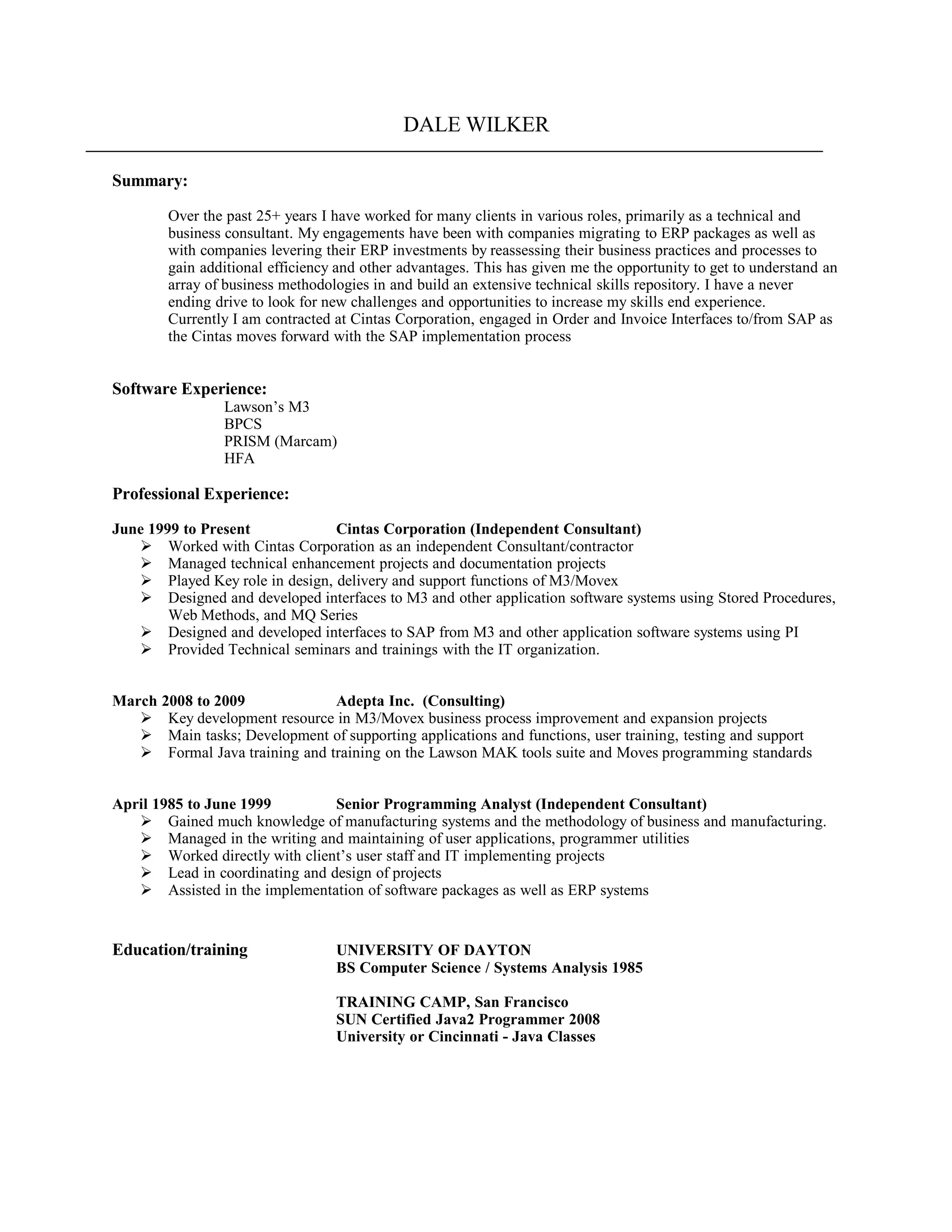 Dale RESUME_2008_Summary_v2 | DOC