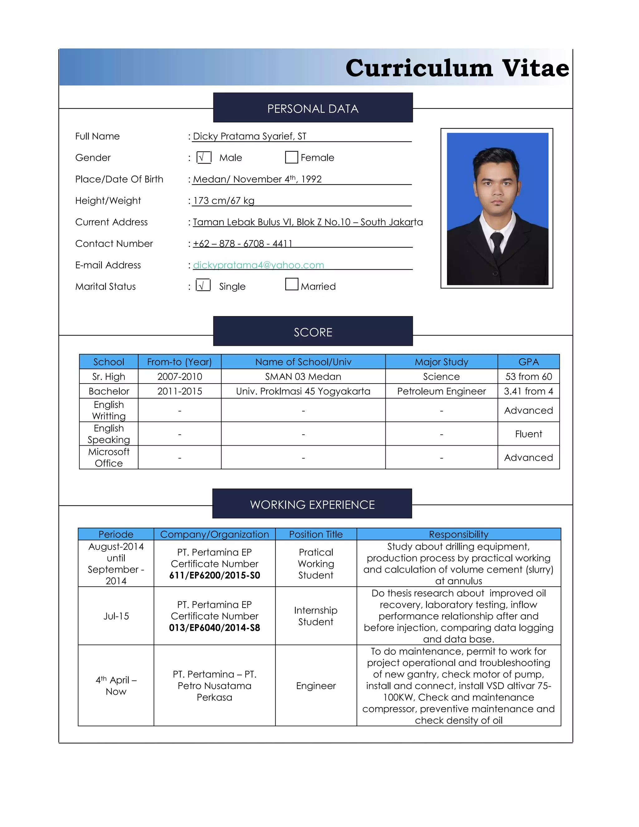 CV - Dicky Pratama Syarief | PDF