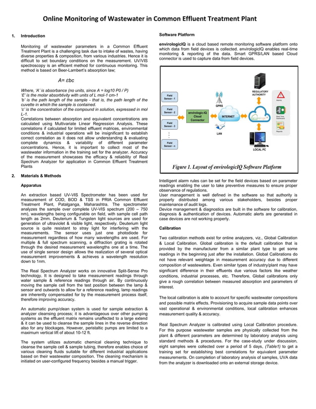 Online Monitoring of Wastewater in Common Effluent Treatment Plant ...