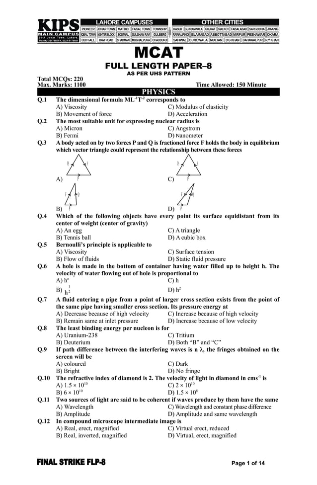 MCAT Full length paper 8-student_copy_ | PDF | Chemistry | Science