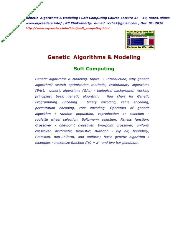 Fundamentals of Genetic Algorithms (Soft Computing) | PDF | Genetics | Science