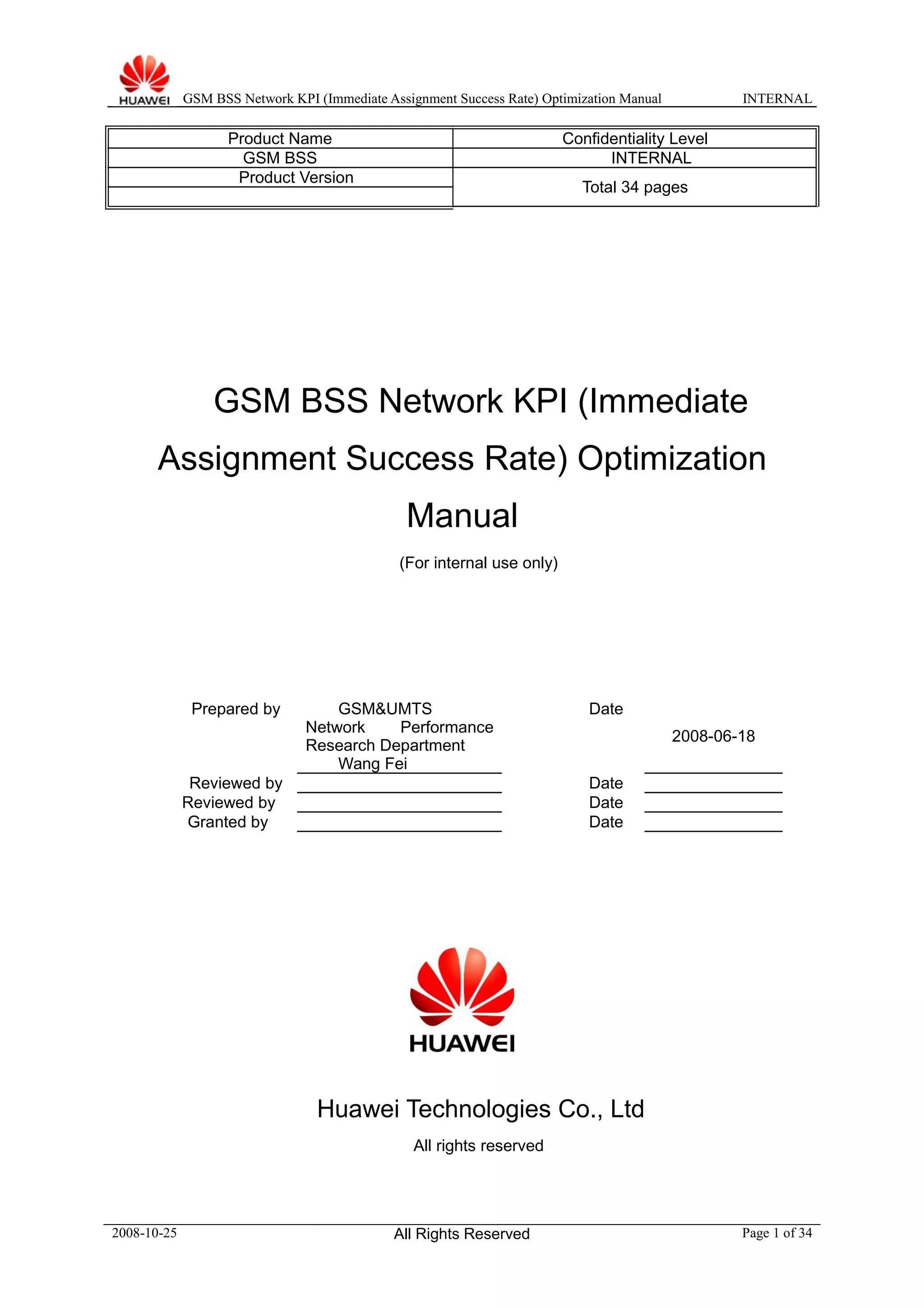 08 gsm bss network kpi (immediate assignment success rate) optimization manual | DOC