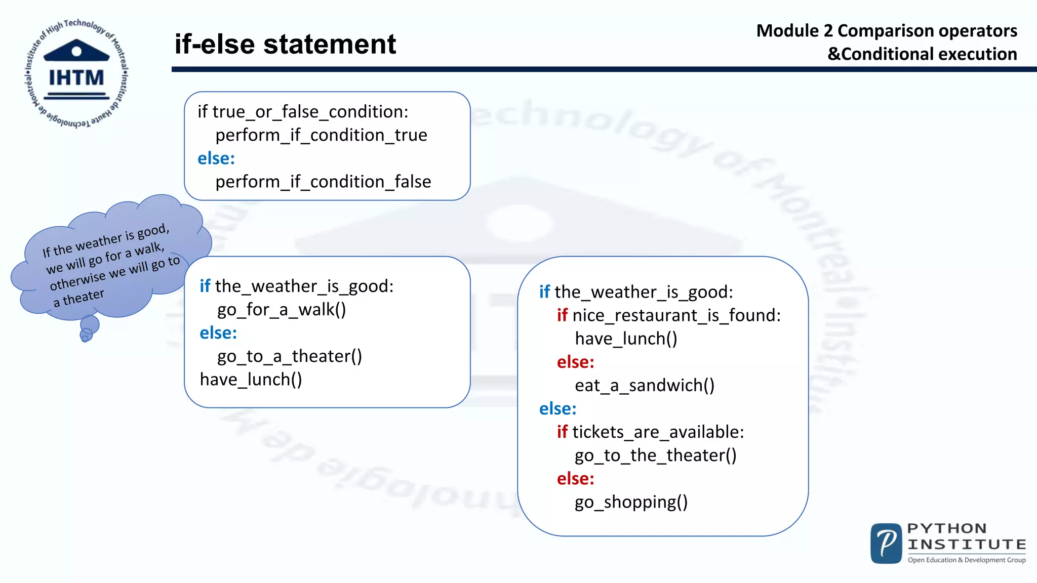 Python Pcep Comparison Operators And Conditional Execution Ppt