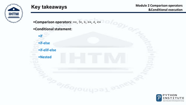 Python PCEP Comparison Operators And Conditional Execution | PPT Python PCEP Comparison Operators And Conditional Execution | PPT