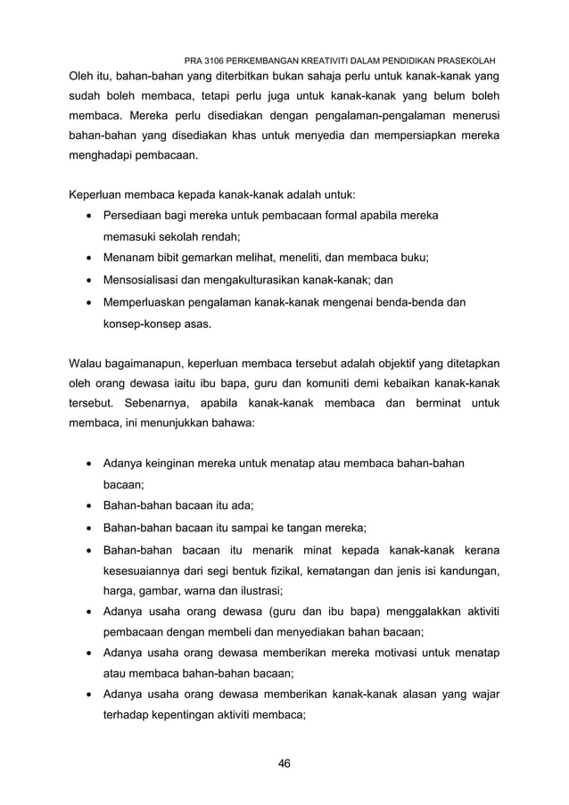 PRA 3106 Perkembangan Kreativiti Kanak-kanak | DOC