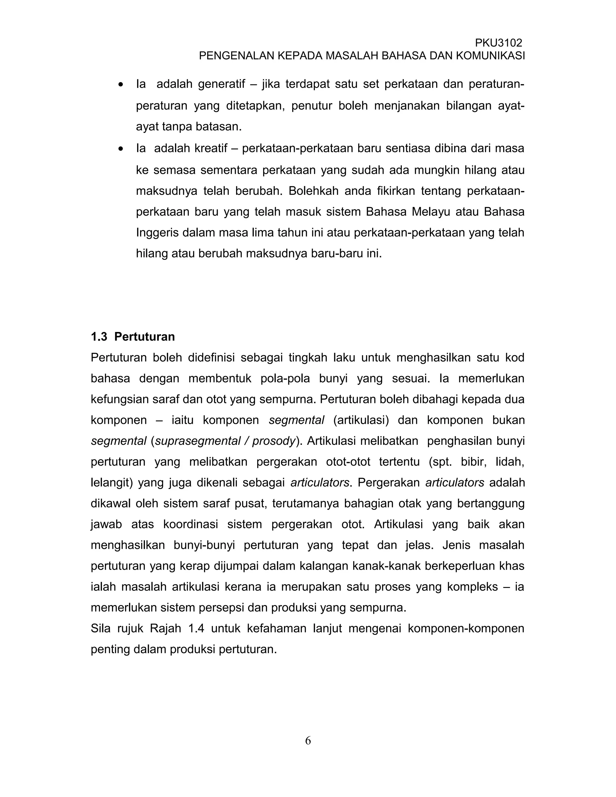 KOMUNIKASI BAHASA DAN PERTUTURAN | DOC