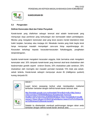 BAHASA KANAK-KANAK TERENCAT AKAL | DOCX