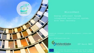 MicroVent: Energy-Efficient, Façade-Integrated Ventilation Systems with ...
