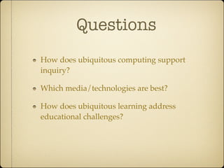 Ubiquitous learning, ubiquitous computing, & lived experience | PDF