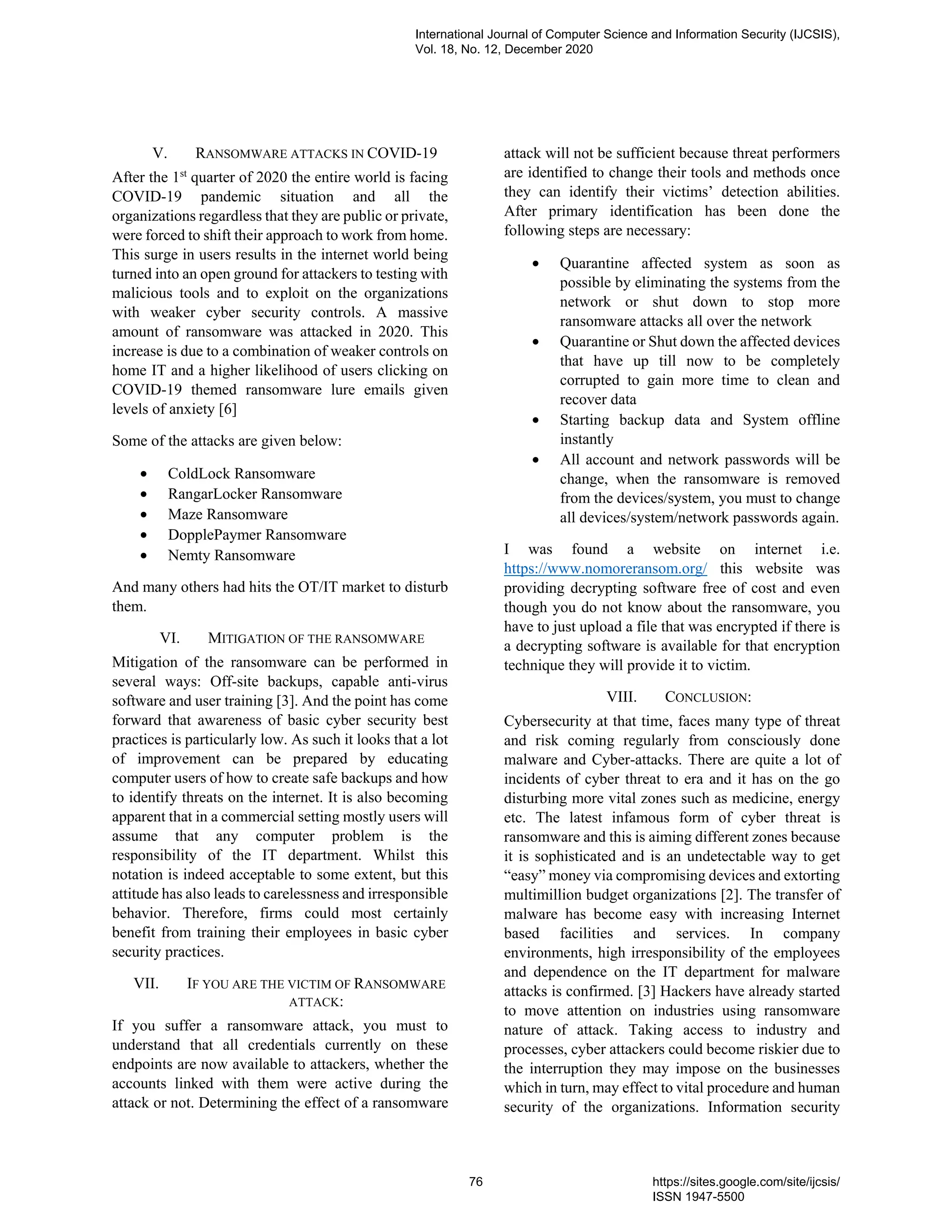 Ransomware: Attack, Human Impact and Mitigation | PDF