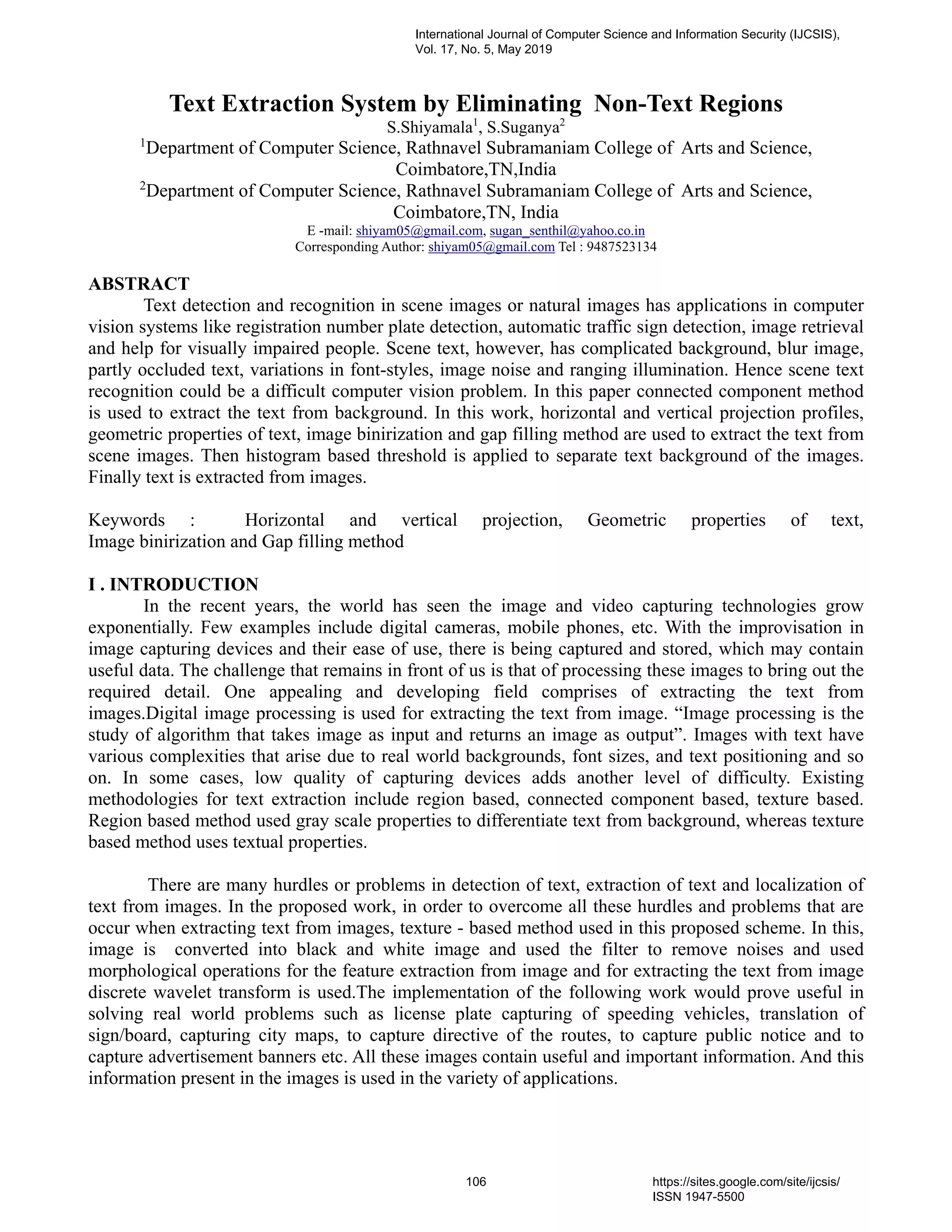 Text Extraction System by Eliminating Non-Text Regions | PDF