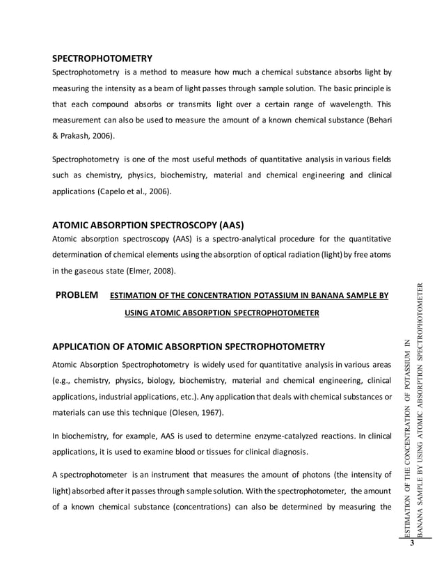 ESTIMATION OF THE CONCENTRATION OF POTASSIUM IN BANANA SAMPLE BY USING ...