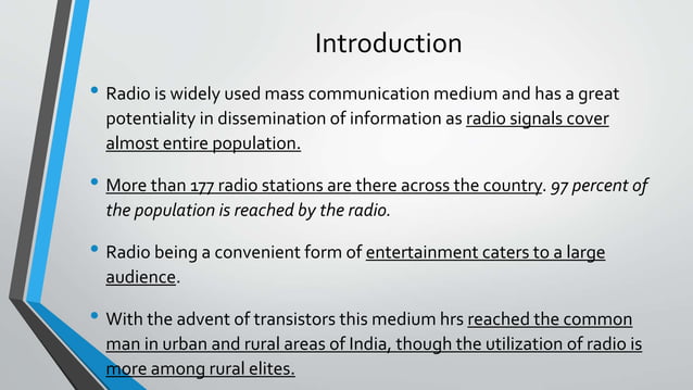 Role of Radio | PPT