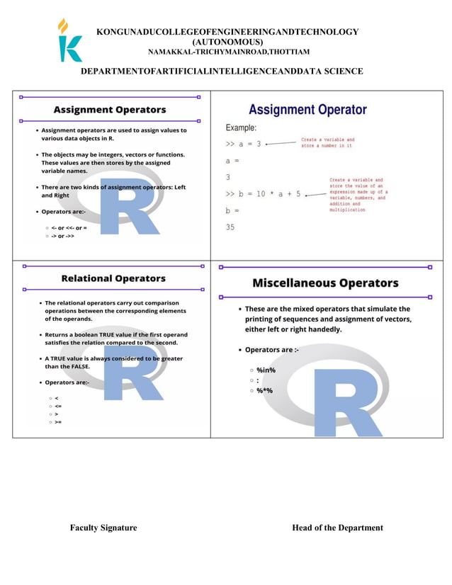 Fundamentals of R programming - Introduction | PDF