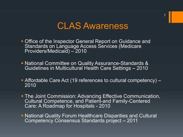 Utilizing National CLAS Standards (Cultural and Linguistic Appropriate ...