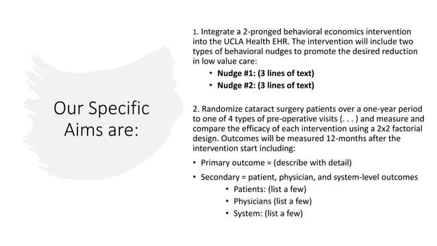 How to Write the “Specific Aims” Section - 2023 | PPTX | Healthcare ...