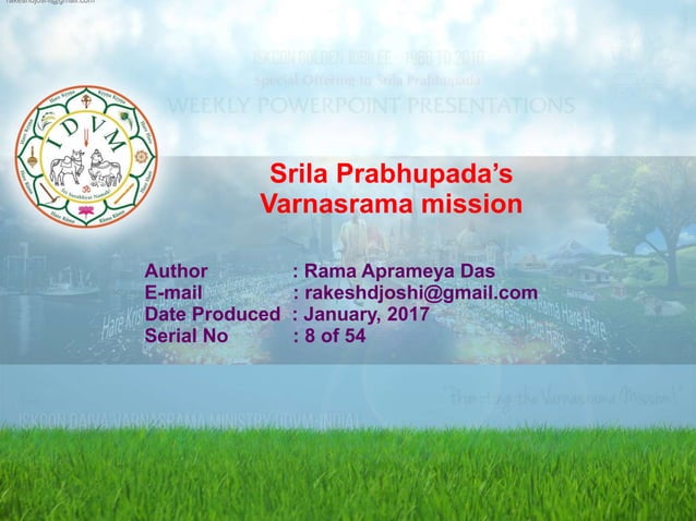 Srila Prabhupada's Varnasrama Mission | PPTX | Hinduism | Religion & Spirituality