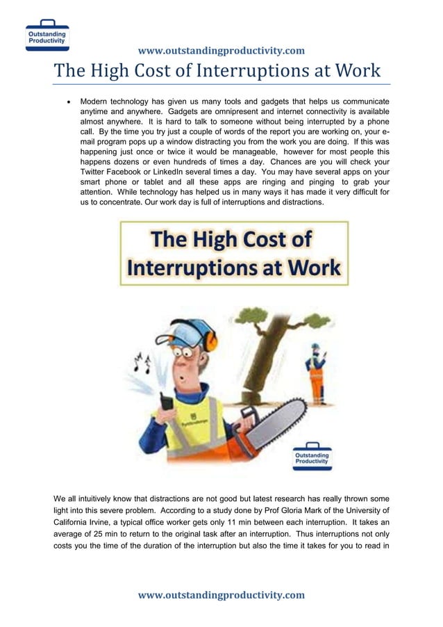 The High Cost of Interruptions at Work | PDF