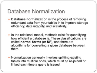 09.01 normalization | PPTX | Databases | Computer Software and Applications