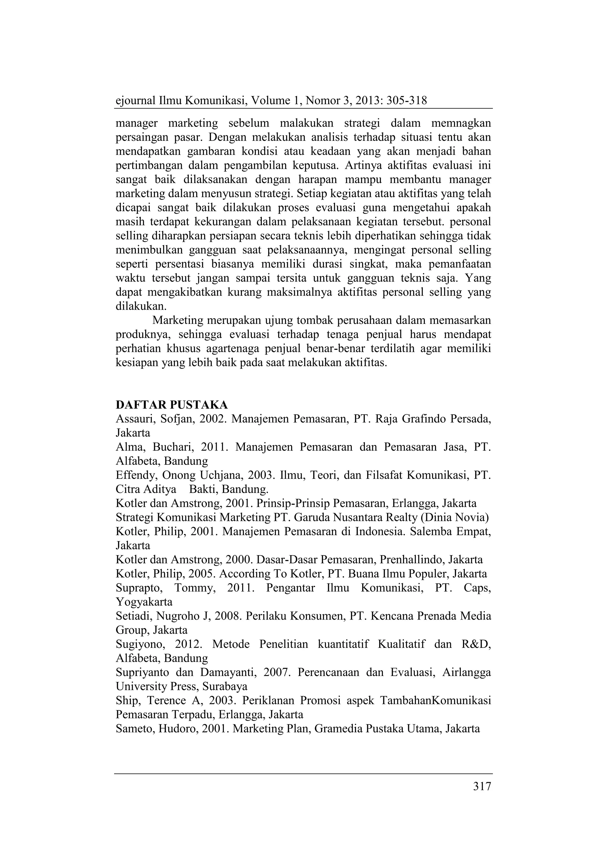 contoh implementasi komunikasi pemasaran | PDF