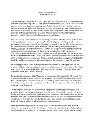 09 04-14 parent communications notes | PDF