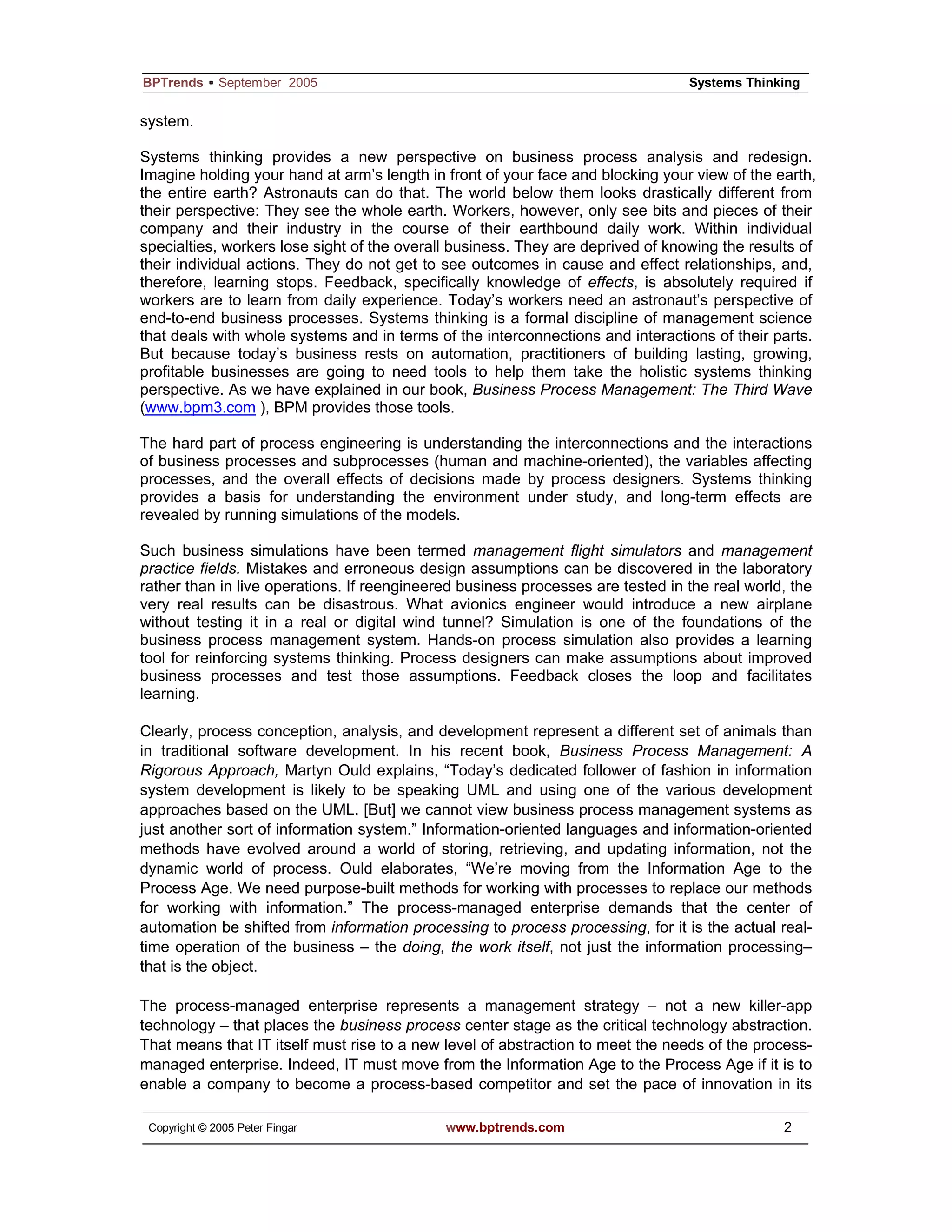 systems thinking by Fingar | PDF