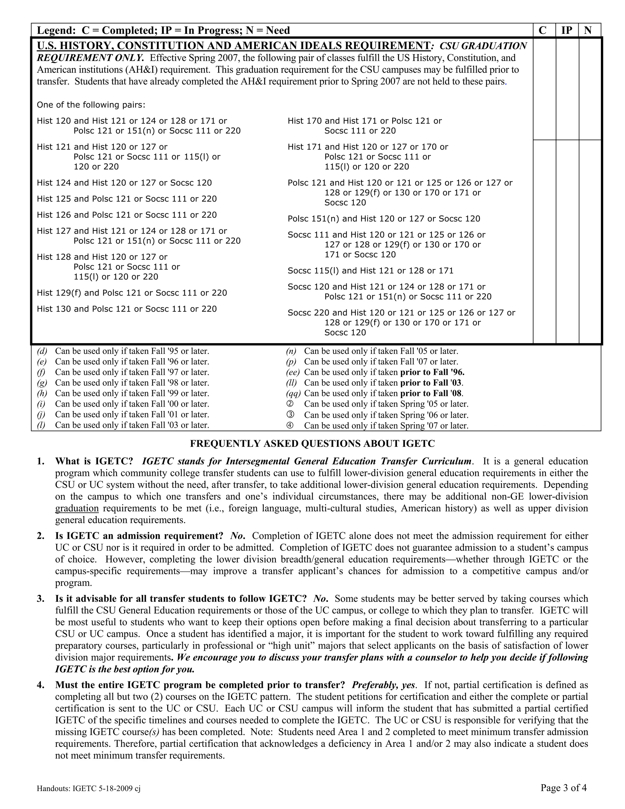 IGETC Requirements | PDF
