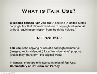 Fair Use: A Guideline For Those In Doubt | PPT