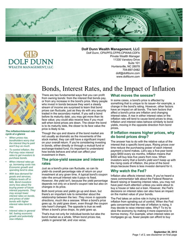 Bonds, Interest rates, and the Impact of Inflation | PDF