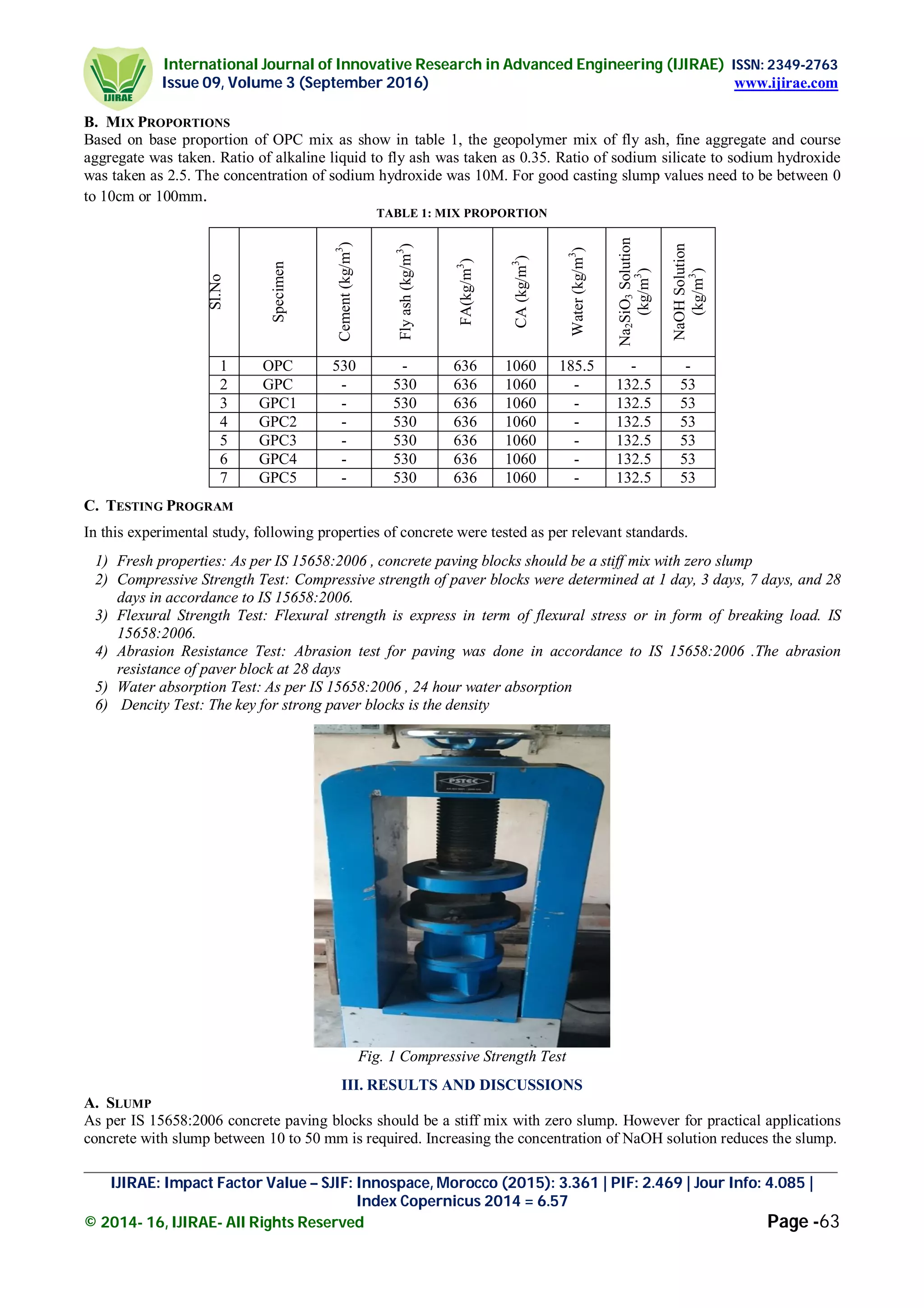 STUDY ON GEOPOLYMER CONCRETE USED FOR PAVING BLOCKS | PDF