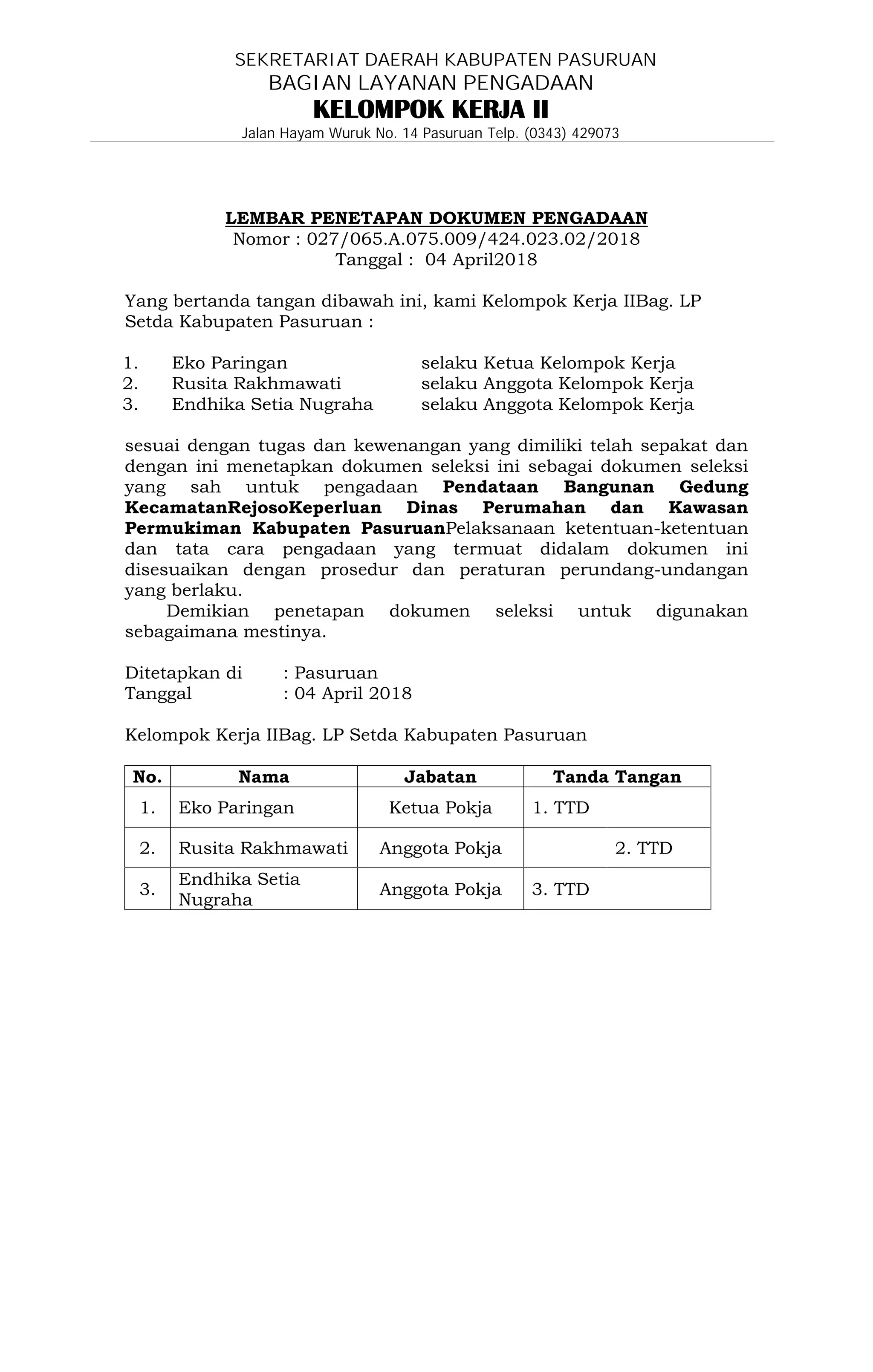 09. pendataan bangunan gedung kec. rejoso | PDF