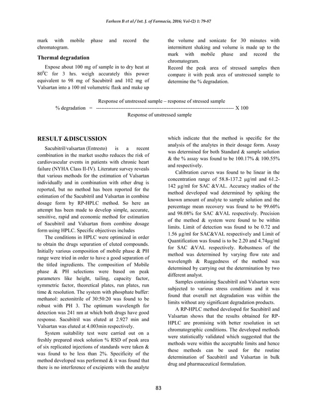 Stability indicating analytical method development and validation for estimation of Sacubitril ...