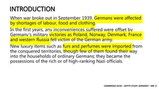 HISTORY IGCSE CONTENT - 20TH CENTURY OPTION - DEPTH STUDY GERMANY: THE ...